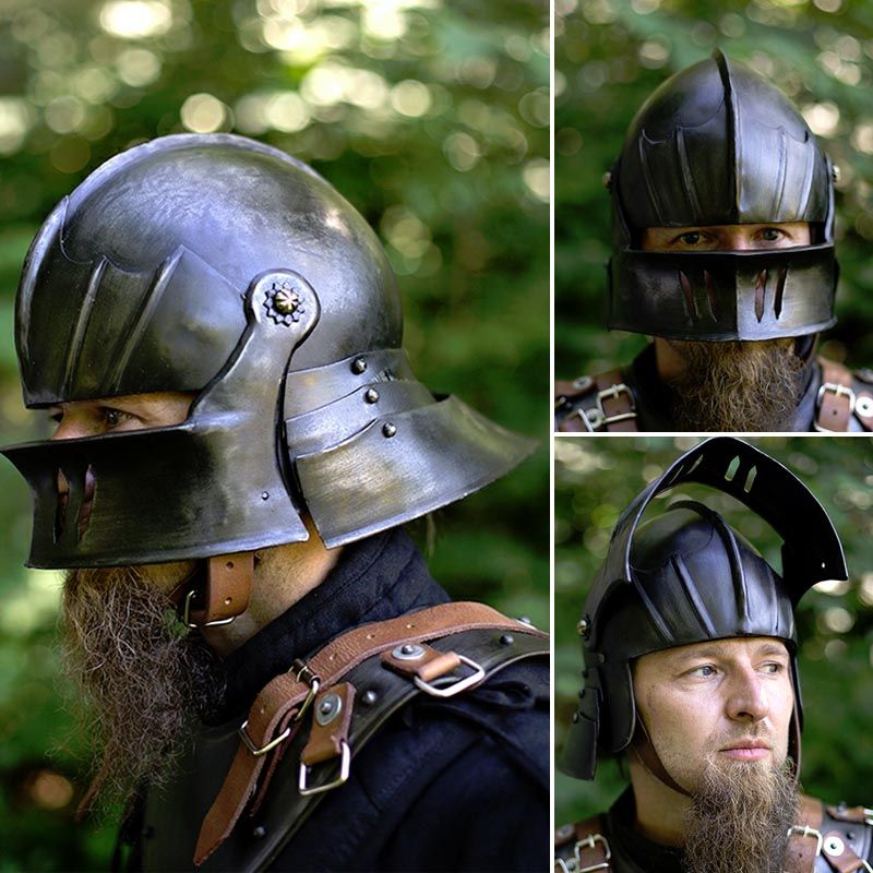 Larp Sallet Helmet - Dark - LARP Warriors